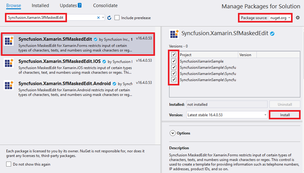 Getting Started with Xamarin Masked Entry control | Syncfusion